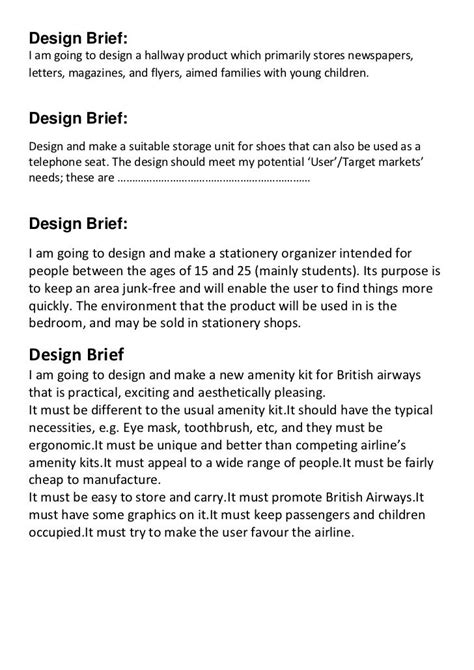 Image result for Design Brief Examples