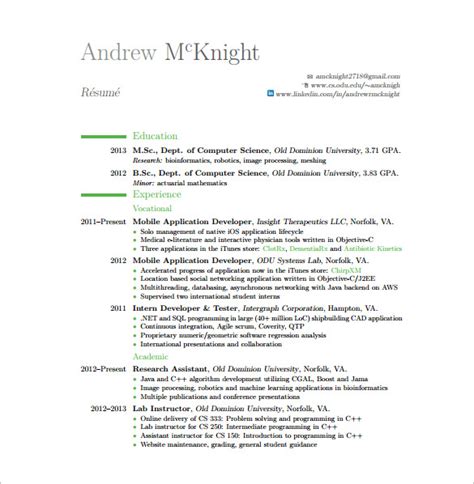 Image result for Android Developer CV