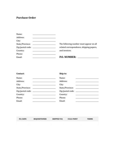 Image result for Free Sample Purchase Order Form