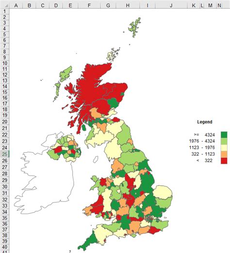 Image result for Creating a UK Map in Excel