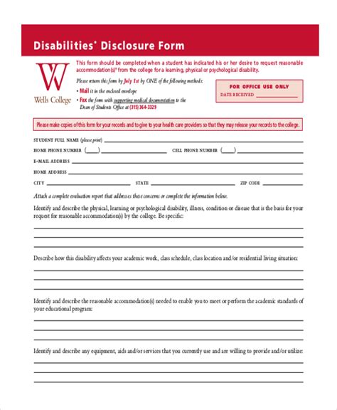 Image result for Disability Forms Sample