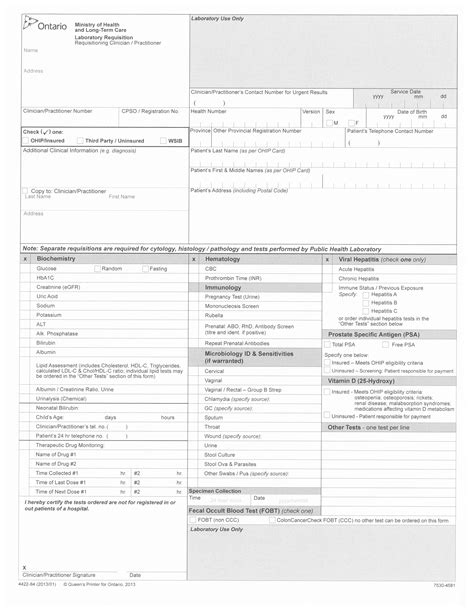 Image result for Blood Test Requisition Form