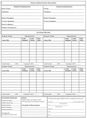 Image result for Middle School Transcript