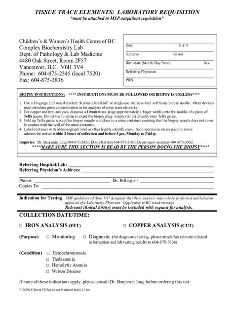 Image result for Lab Tests Requisition Form Printable