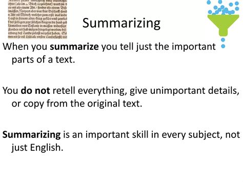 Image result for Summarizing Definition