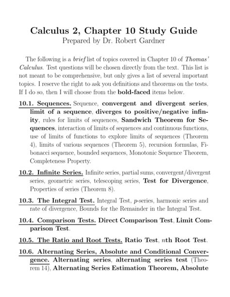 Image result for Calculus 2 Study Guide