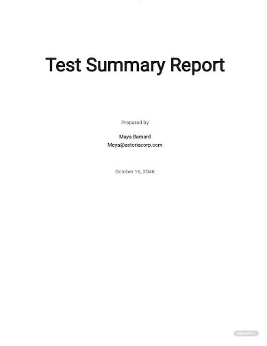 Image result for Test Summary Report Example