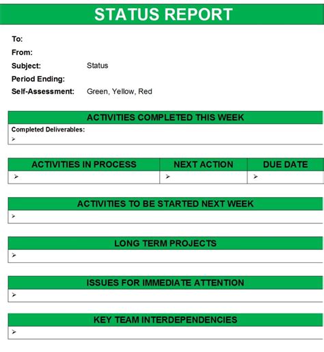 Image result for Status Report Examples