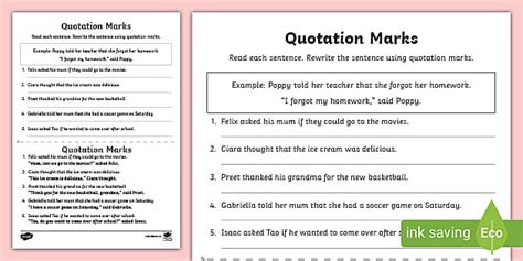 Image result for Quotation Marks Dialogue Worksheet