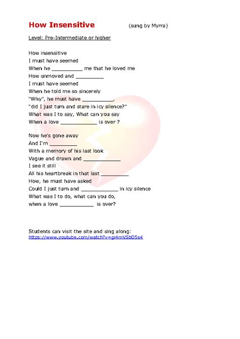 Image result for How Insensitive Song