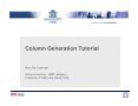 Image result for Column Generation Example