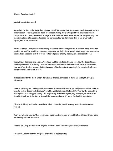 Image result for Infinity War Trailer Script