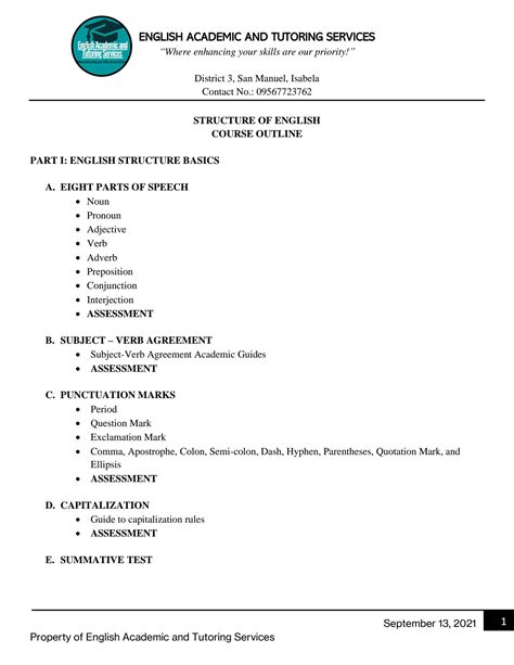 Image result for 4 Week Course Outline for English Study