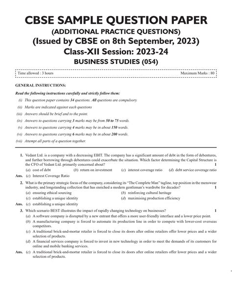 Image result for Sample Paper Class 12 BST