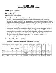 Image result for Enthalpy Lab Report