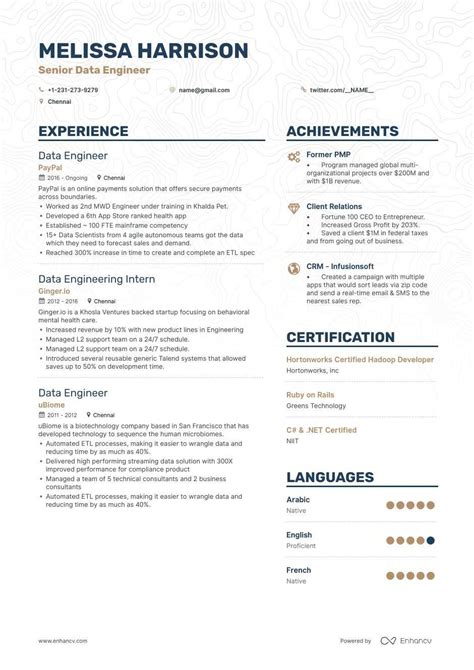 Image result for Data Engineer Resume Examples