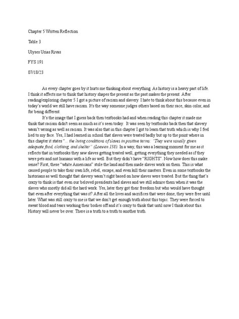 Image result for Example of Reflection Every Chapter