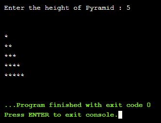 Image result for C Program to Print Pyramid of Stars