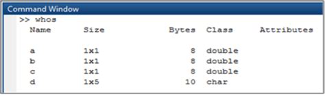 Image result for MATLAB Workspace Window