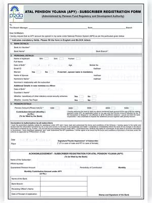 Image result for APY Application Form