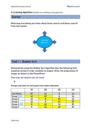 Image result for KS4 Algoritms Lesson 7 Bubble Sort