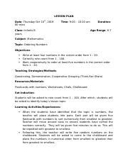 Image result for Ordering Numbers Lesson Plan