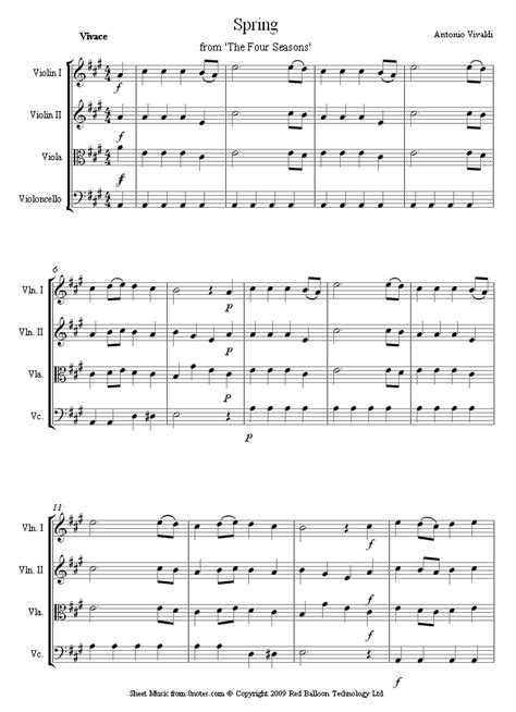 Image result for Vivaldi Spring Violin Notes