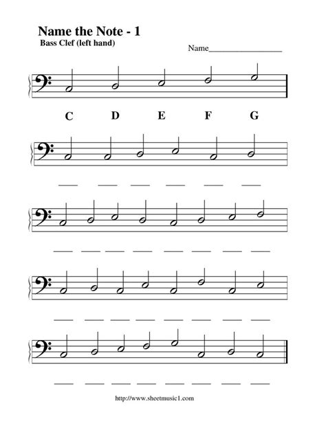 Image result for Bass Clef Notes Worksheet