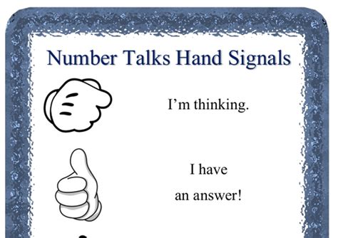 Image result for Number Talks Hand Signals Display