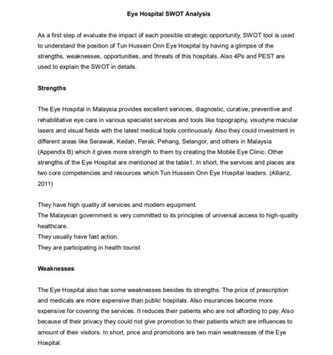 Image result for Medical SWOT Analysis Example