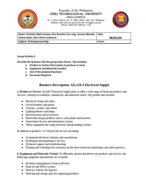 Image result for Description of Business Example