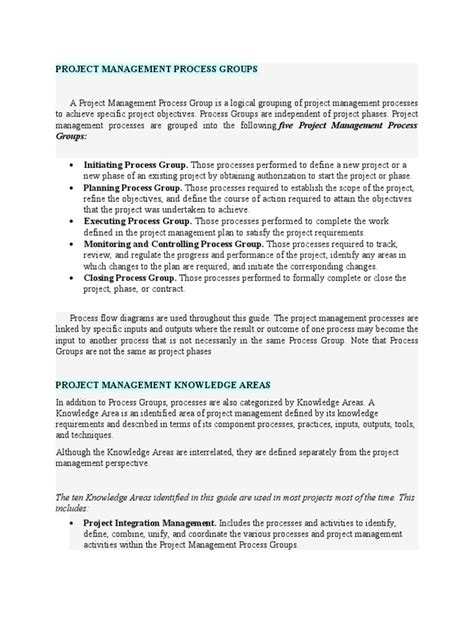 Project Management Process Groups | PDF | Project Management | Information