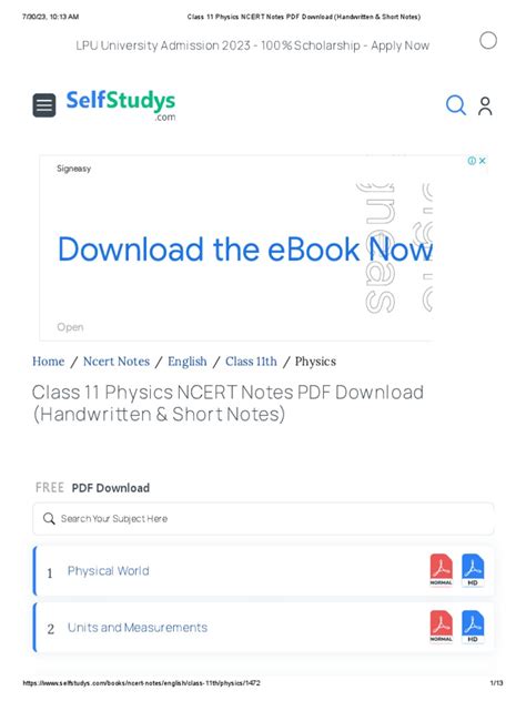 Image result for Class 11th Physics Notes PDF