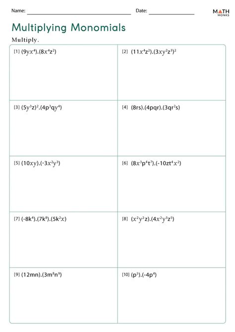 Image result for Multiplying Monomials Examples