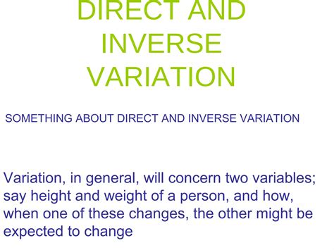 Image result for Direct and Inverse Variation