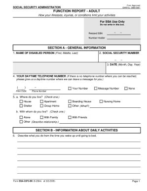 Image result for Example Answers for Adult Function Report