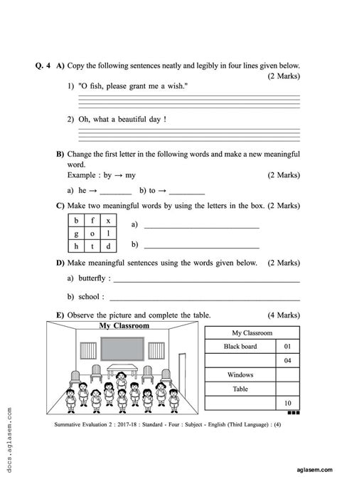 Image result for Class 4th English Question. Answer