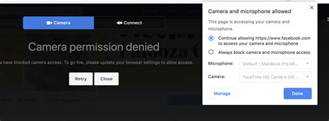 Image result for Allow Facebook Camera