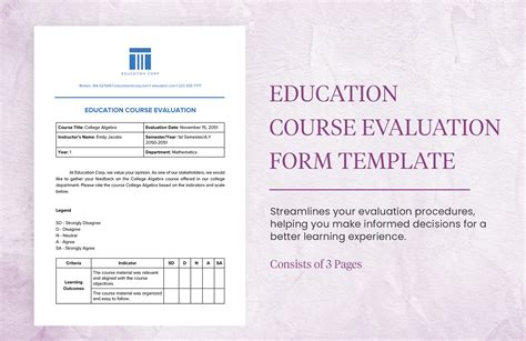 Image result for Sample Course Evaluation Form
