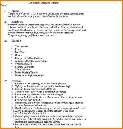 Image result for High School Descriptive Lab Report Guide Example