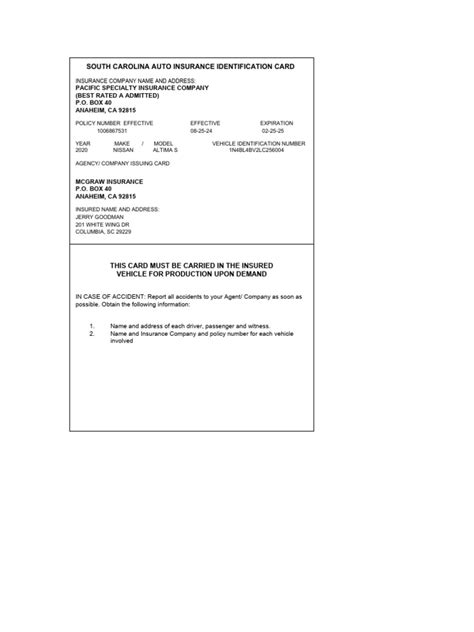 Image result for Auto Insurance Card