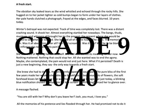 Image result for GCSE Creative Writing Example 40 40 Model Answer