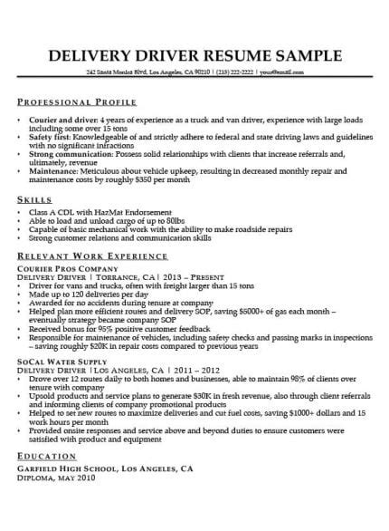 Image result for UPS Driver Resume Examples