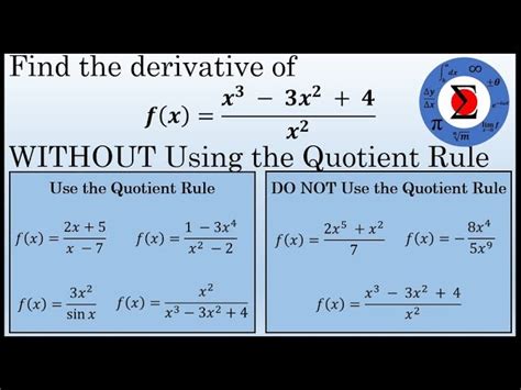 Image result for Differentiation Steps Using Derivative Rule for Quotient Math Site Youtube.com