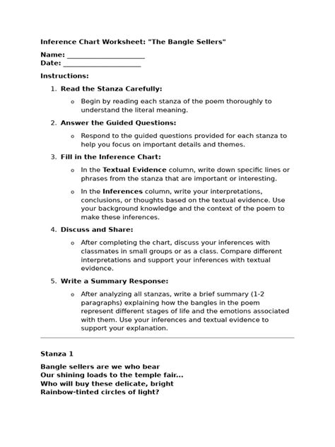 Inference Chart Worksheet | PDF