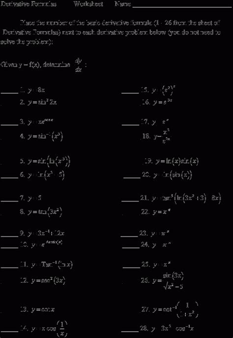 Image result for Derivative Function Graph Worksheet