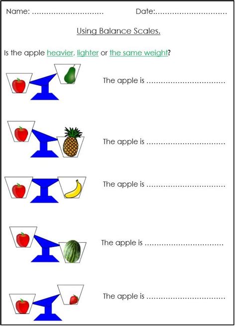 Image result for Balance Scale Worksheet