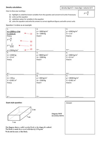 Image result for Density Equation Example