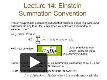 Image result for Continuum Summation Convention Examples