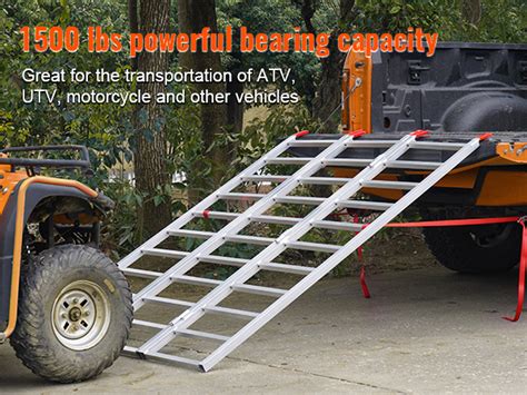 VEVOR Aluminum Ramps, 1500 lbs, Tri-Fold Ramp with Load Straps, Folding ...